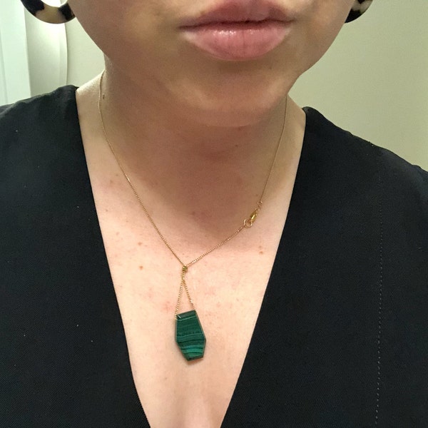 Malachite Necklace Malachite Jewelry Gemstone Necklace Semi Raw ...