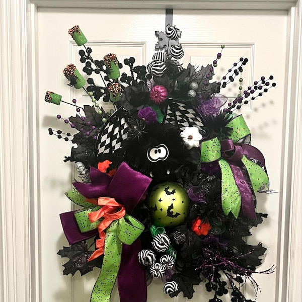 Harlequin Halloween Bats, Furry Bat Wreath Attachment, Trick or Treat ...