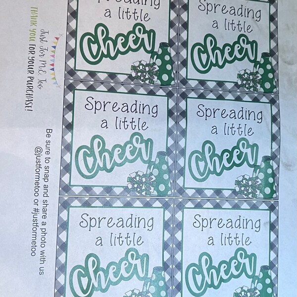 Cheer Printable Tags, Spreading a Little Cheer, Instant Download ...