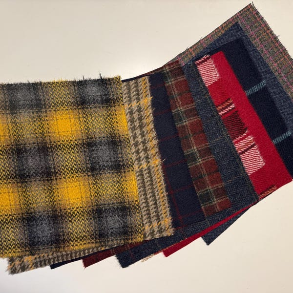 Tweed Fabric Patchwork Patches 20 Squares 23 Cm X 23 Cm 100% Pure Wool ...