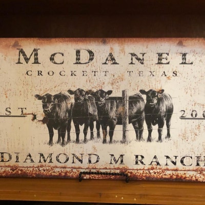 Rustic Cattle Ranch Sign Established Personalized Farmhouse Wall Art ...