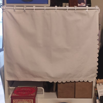 Embroidered Angel and Flowers, White Cotton Curtain, Rustic Valance 32 ...