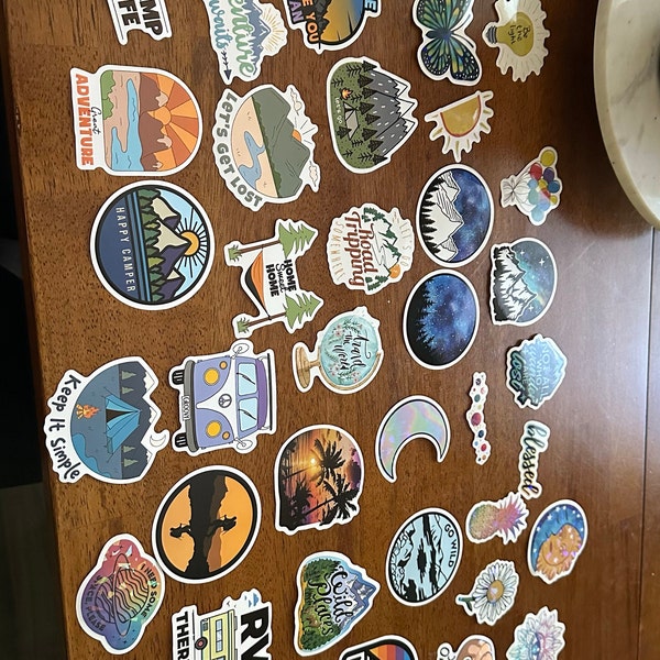 Outdoor Adventure Stickers for Water Bottles, Camping Hiking Sticker ...