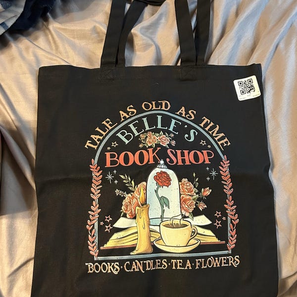 Belle's Book Shop Canvas Tote Bag, Tale as Old as Time Beauty and the ...