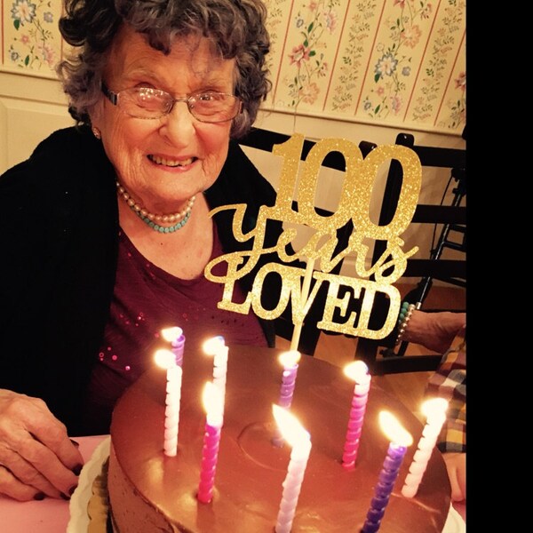 100 Years Loved Cake Topper: 100th Birthday Party Decor - Etsy