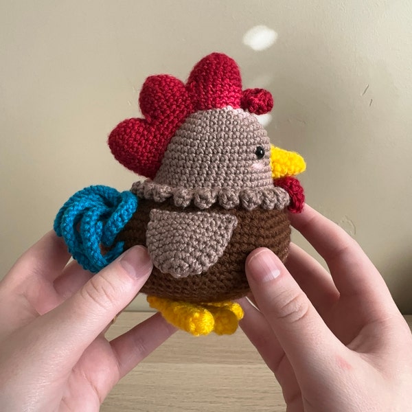 Crochet Chicken Pattern, Amigurumi Chicken Pattern, Andre the Rooster Pattern by Erinmaycrochet ...