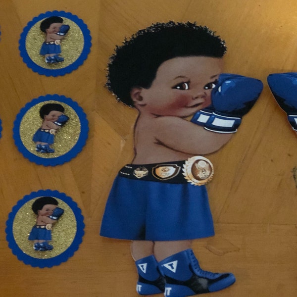 Little Prince Boxer Royal Blue Shorts Gloves & Gold Championship Belt ...