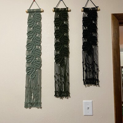 Modern Macrame, Long Narrow Wall Art, Vertical Wall Decor, Eclectic ...