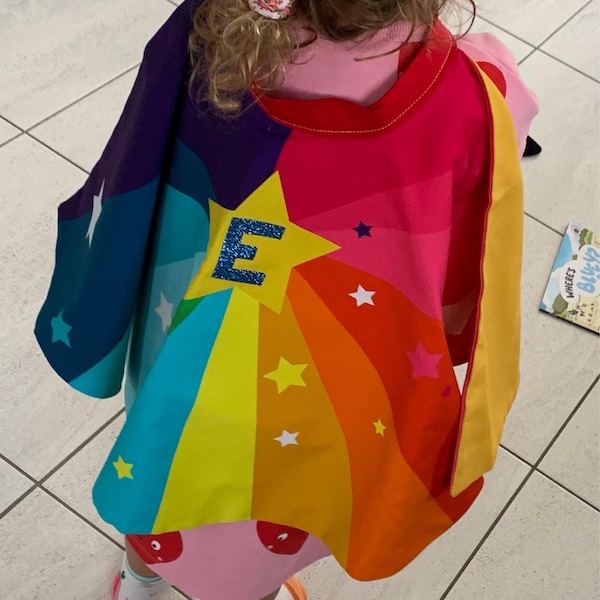 Personalised Kids Superhero Rainbow Cape and Mask Set, Superstar Super ...
