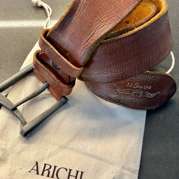 Genuine Vintage Wash Leather Belt Man Woman Waist Handmade Classic Dark ...