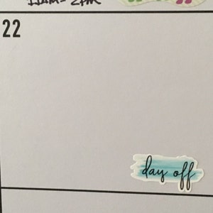 Day off Watercolor Swatch Planner Sticker on PREMIUM MATTE / 44 Planner ...