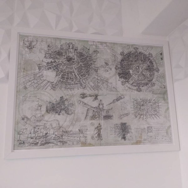 Final Fantasy - Midgar Blueprint / Aged Specs (A2 = 420mm*594 or 16.5 ...