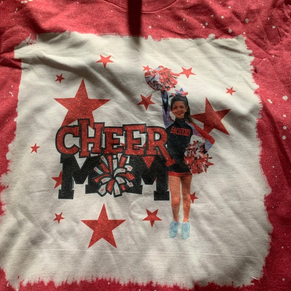 Cheer Mom Personalized Bleach T Shirt for Women, Add Your Own Photo ...