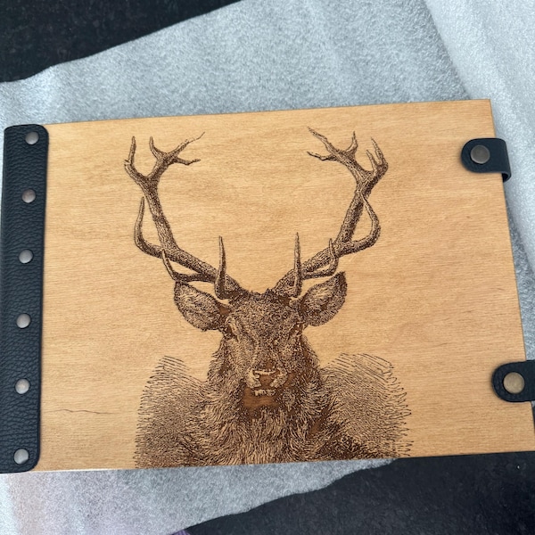Wooden Photo Album With Deer Gift for Hunter or Fisherman With Engraved ...