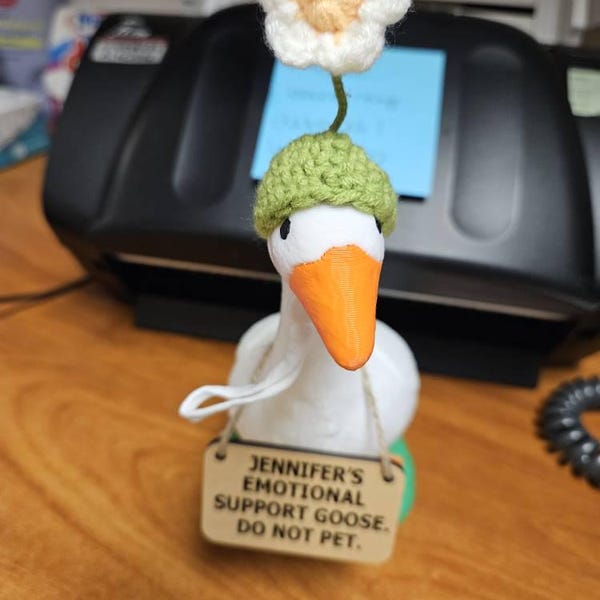 Emotional Support Desk Goose, Customized Sign, Stand for ...