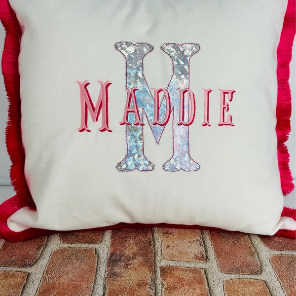 Shadow Fishtail Monogram Satin Stitch Font for Machine Embroidery ...