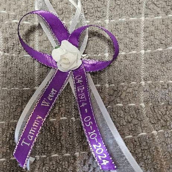 Personalized Funeral Ribbon Favors: Custom Memorial Ribbons With Pin ...
