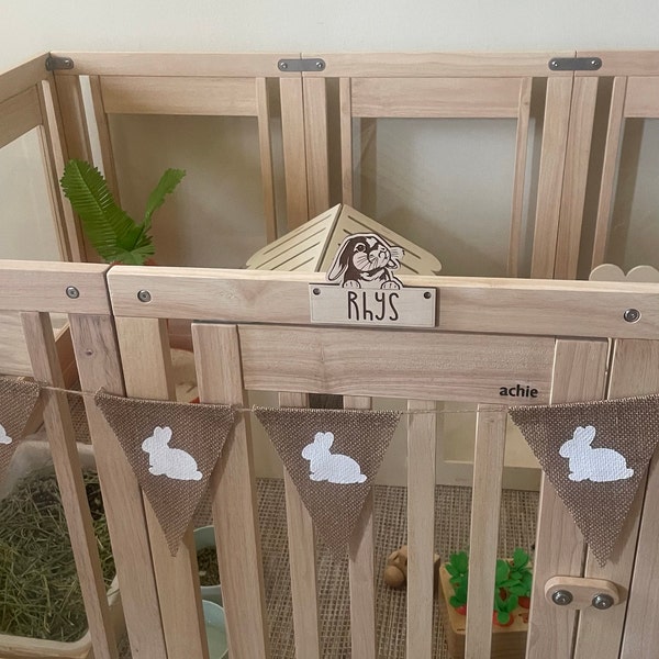Bunny Rabbit Cage Tag, Personalized, Custom, Engraved Wood, Pet Rabbit ...