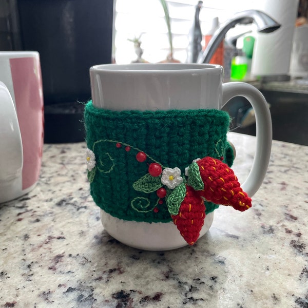 Gray Mug Cozy, Crochet Mug Cover, Mug Cosy With Pocket, Pocket on the ...