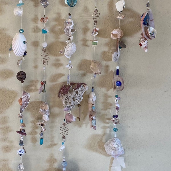 1 Strand Hanging Shells, White and Gold. Shell Strand for Indoor or ...