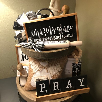 Faith Black & White Tiered Tray Decor Christian / Religious Mix and ...