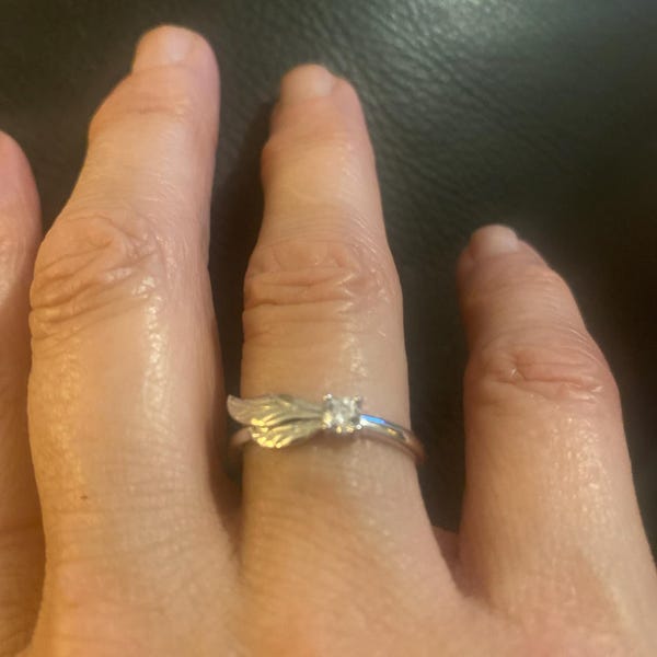 14K Solid Gold Angel Wing Ring, Sterling Silver Angel Wing Ring, Cubic ...