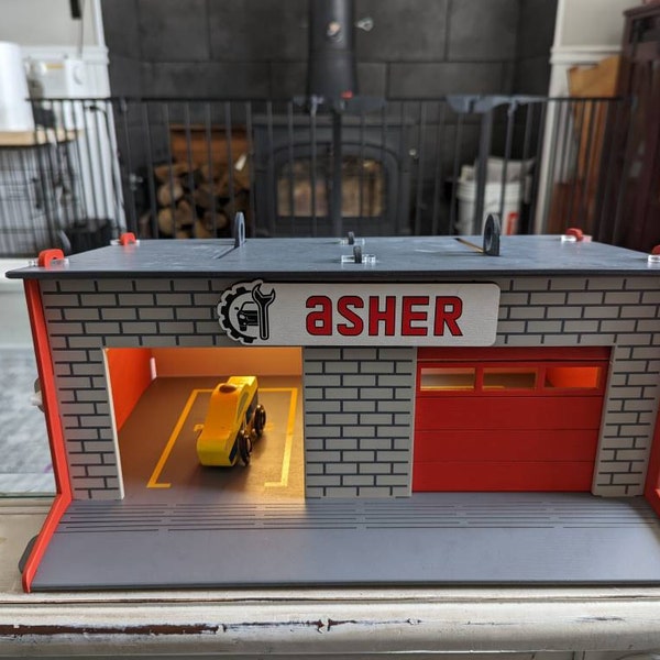 Toy Garage With Sectional Roll-up Doors and Garage Door Opener, Toy Car ...