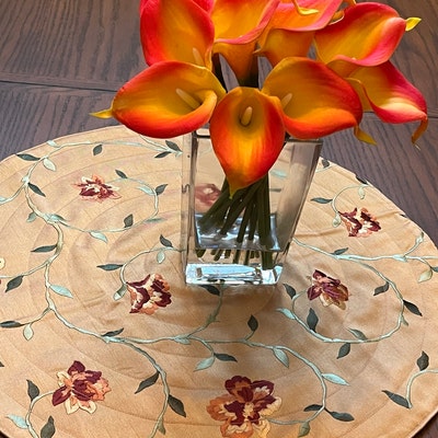 Round Table Topper Centerpiece Mat Multicolor Jacobean Floral Jacquard ...