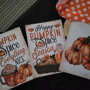 Set of 3 Pumpkin Spice Signs Autumn Prints Fall Decor Pumpkin Print ...