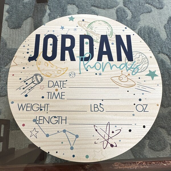 Baby Birth Stat Sign | Personalized Birth Announcement Sign | Space ...