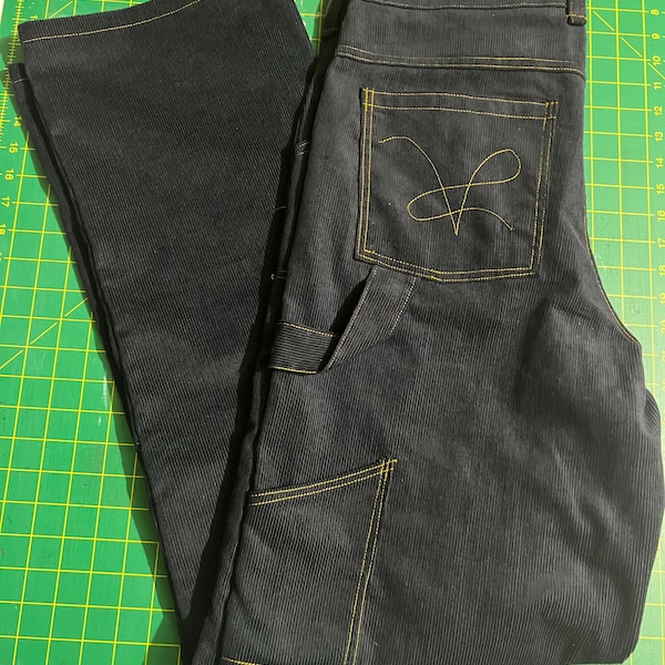 Carpenter Jeans Double Knee Workwear Jeans Utility Pants Wide Leg Loose ...