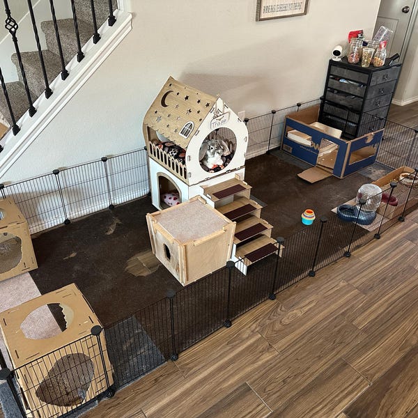 Wooden Rabbit House, Two Storey Rabbit Castle, Modern Rabbit Furniture ...