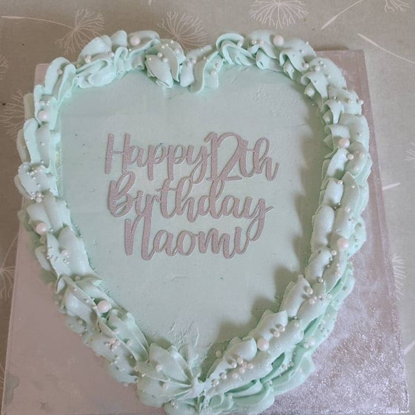 Sheet Cake Topper, Happy Birthday, Glitter Cardstock, Personalised ...