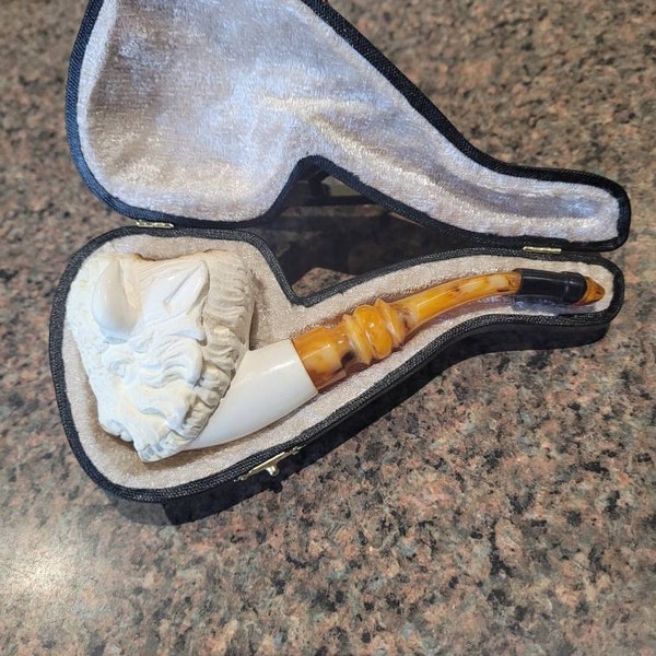 Buffalo Meerschaum Pipe,special Leather Boxed Buffalo Pipe,the Block ...