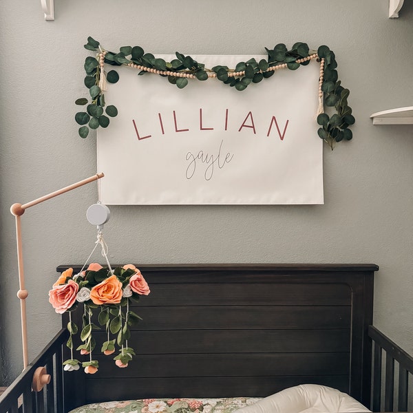 Baby Name Flag | Nursery Canvas Flag | Nursery Name Sign | Custom Name ...