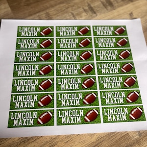Football School Supply Labels, Personalized Name Labels, Waterproof ...