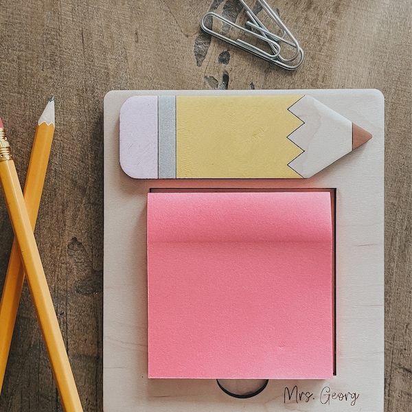Teacher Pencil Sticky Note SVG | Laser Cut File - Etsy