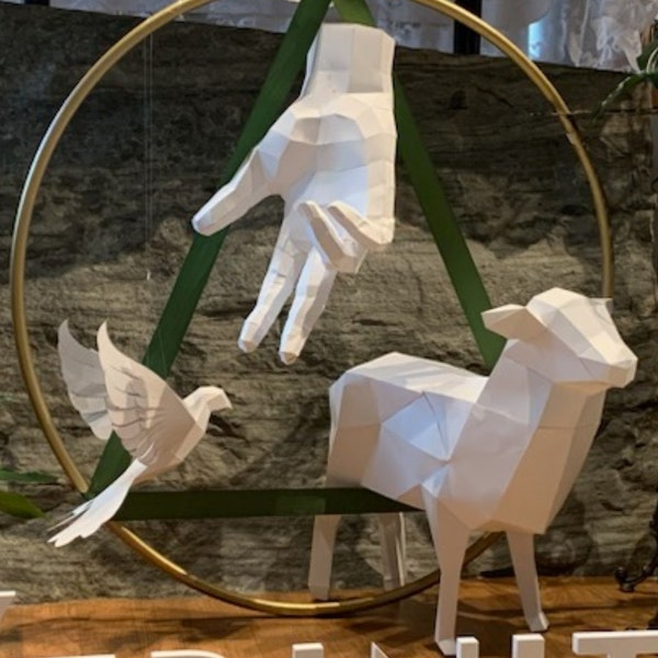 Hand- Low Poly Pdf 3D Papercraft Template, Low Poly DIY Paper Sculpture ...