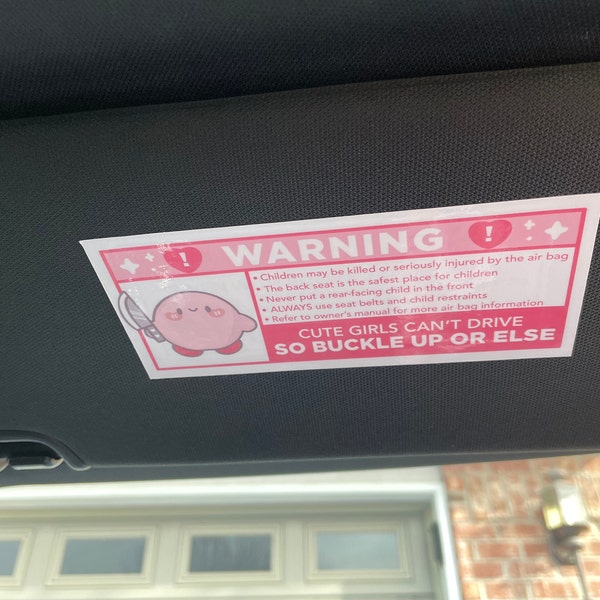 Cute Knife Pastel Warning Sticker | Pink Kawaii Decal, Airbag Label ...