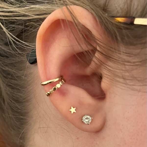 14k Gold Ear Cuff, Solid Gold Ear Cuff, Non Pierced Earring, Ear Cuff ...