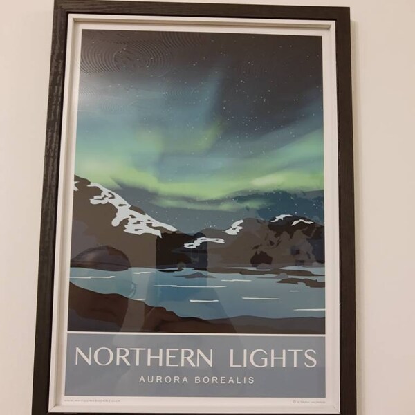 Northern Lights, Aurora Borealis. Travel Poster. A4, A3, A2, A1 Three ...