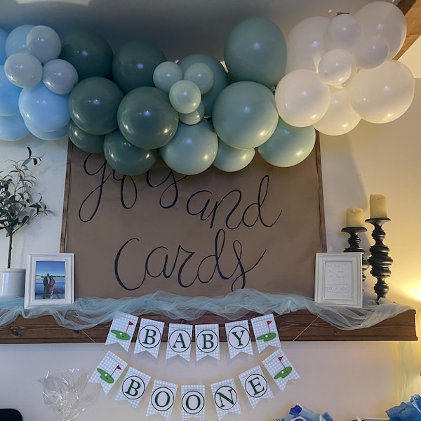 Golf Themed Banner, Blue Gingham Golf Baby Shower Banner, Golf Party ...