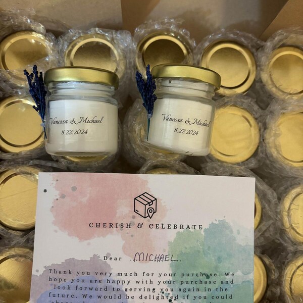 Personalized Mini Jar Candle Favors, Wedding Favors for Guests in Bulk, Bridal Shower Candle ...