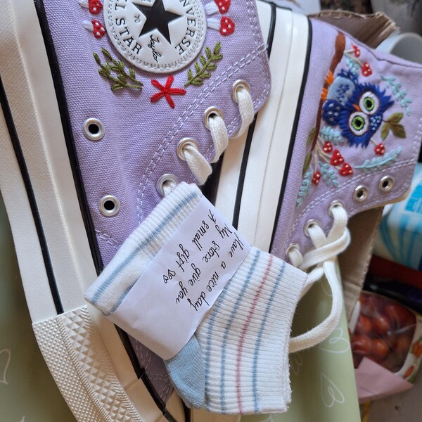 Custom Converse Owl Embroidery/ Owl Embroidered Converse Shoes/ Owl ...