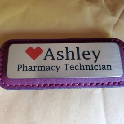 Leather & Brass Magnetic Name Tags. With 2 Lines of Text. - Etsy