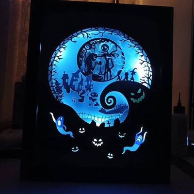 Nightmare Halloween Paper Cut Light Box Template, Shadow Box, 3D ...