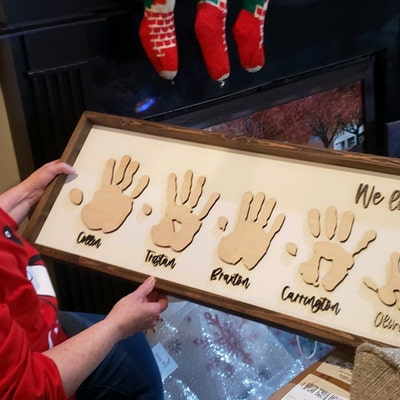 Handprint Sign, Wooden Kid Handprint Sign, Nursery Decor, Parent Gift ...