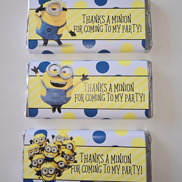 4" Personalized Printable Minion Thank You Tags,birthday Gift Tags ...