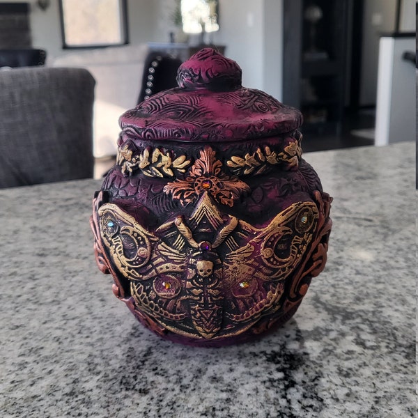 Deathshead Moth Apothecary Jar Potion Bottle / Gothic Home Decor Wiccan ...