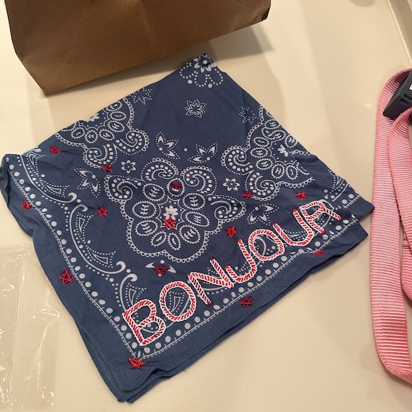 Hand Embroidered Bandana | Name Hair Scarf | Personalized Bandana ...